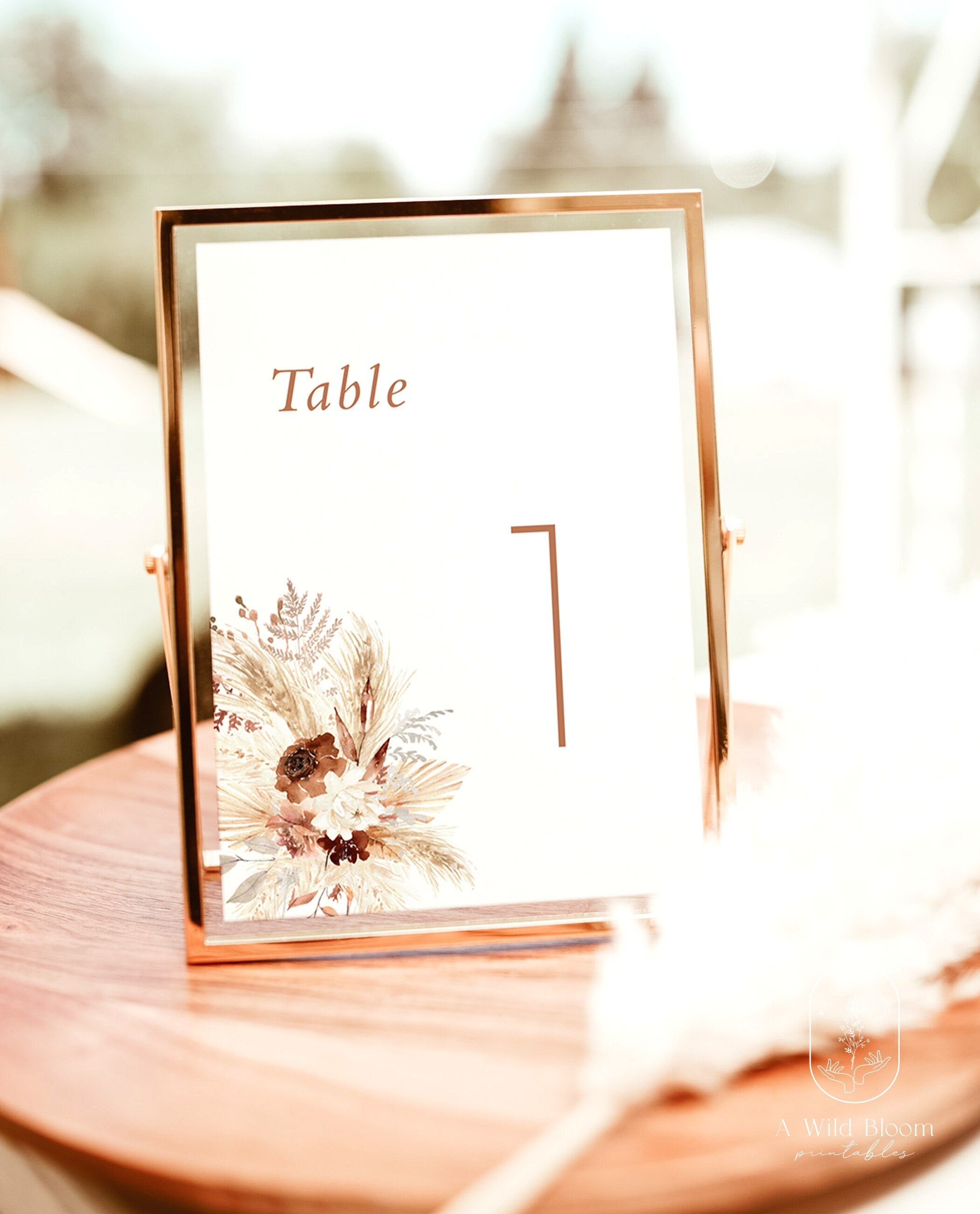 Boho Wedding Table Number | Pampas Grass Wedding Table Number – Wild ...