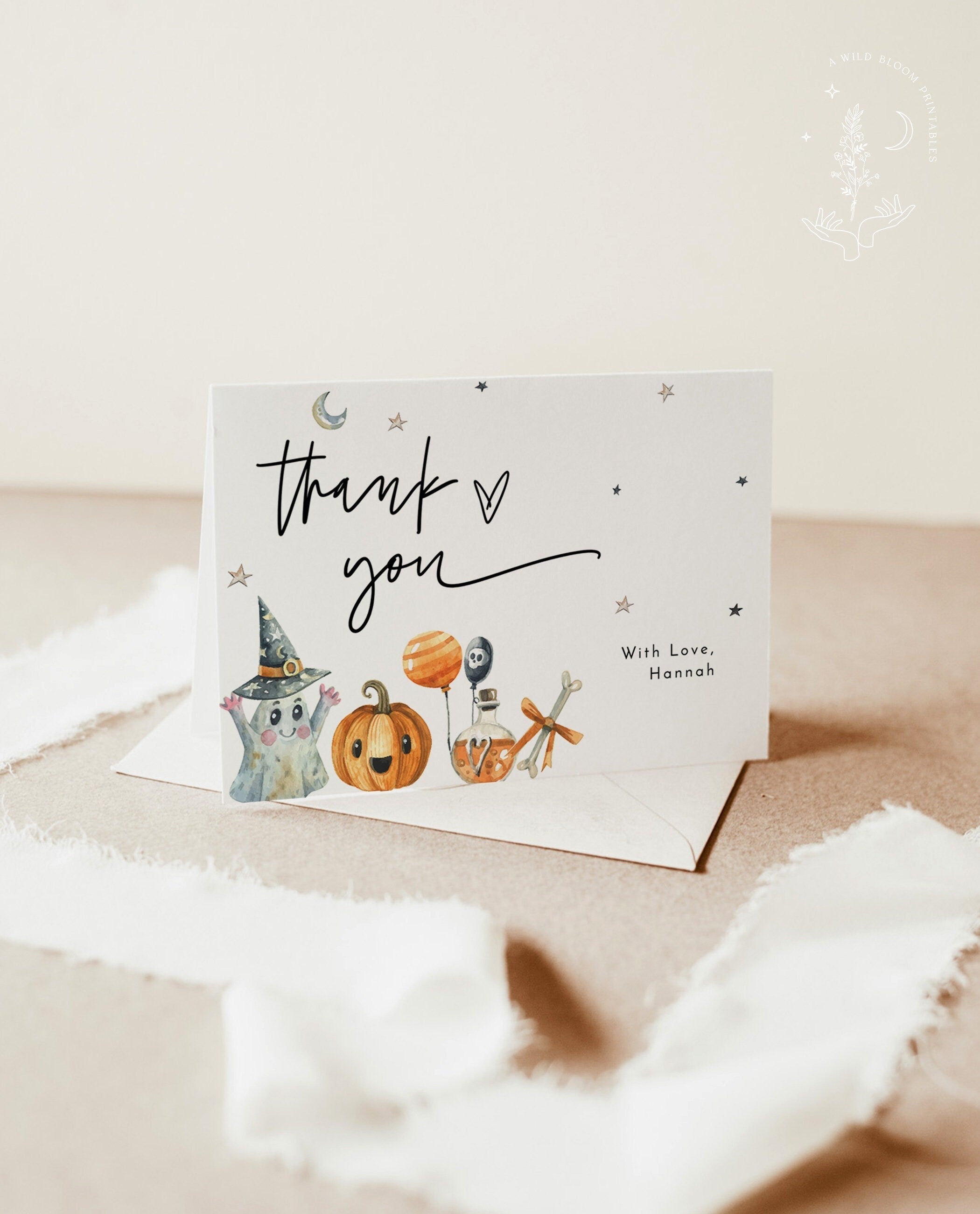 Halloween Thank You Card Template | Fall Thank You Card – Wild Bloom ...