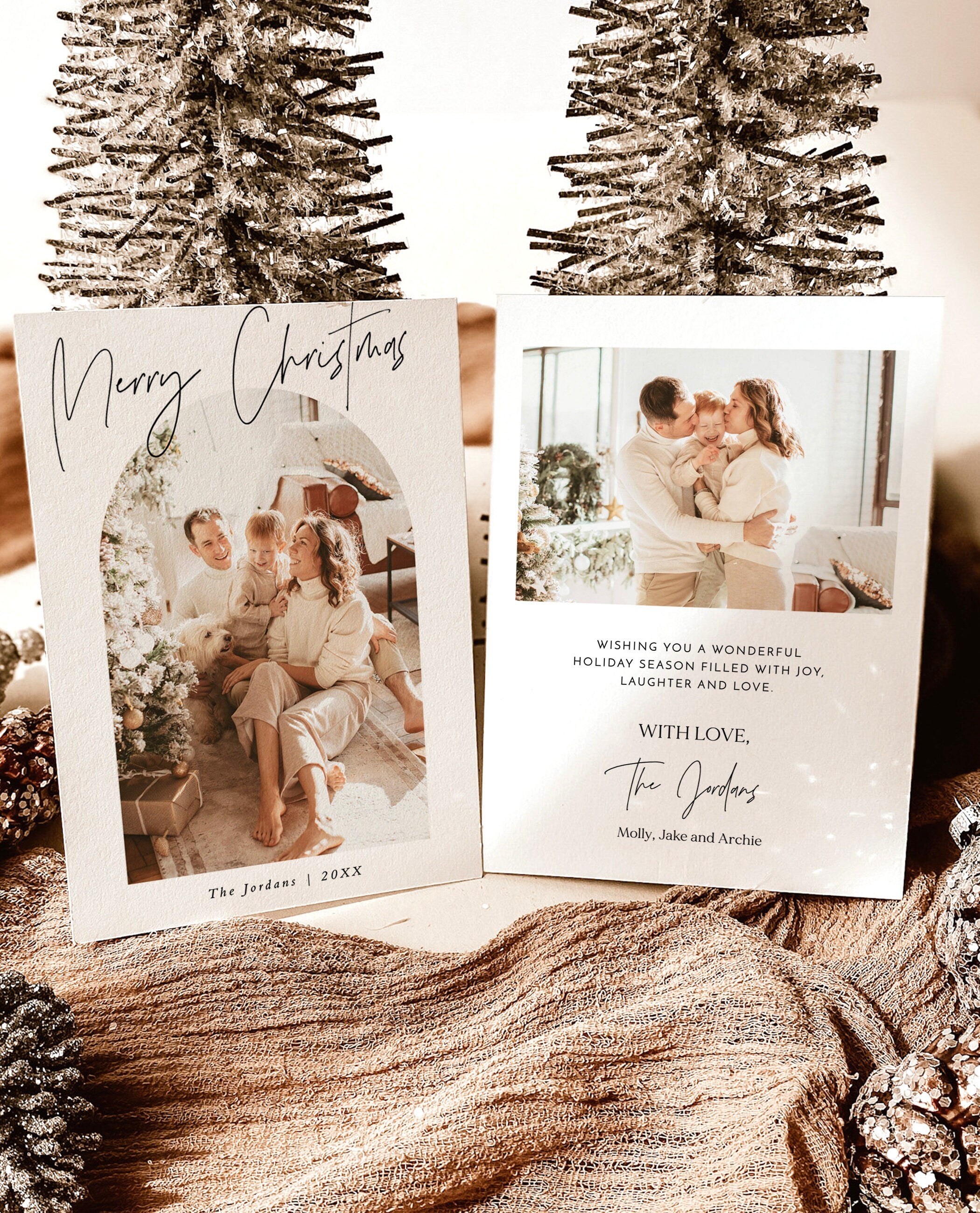 Photo Christmas Card Template | Boho Holiday Card – Wild Bloom Design ...