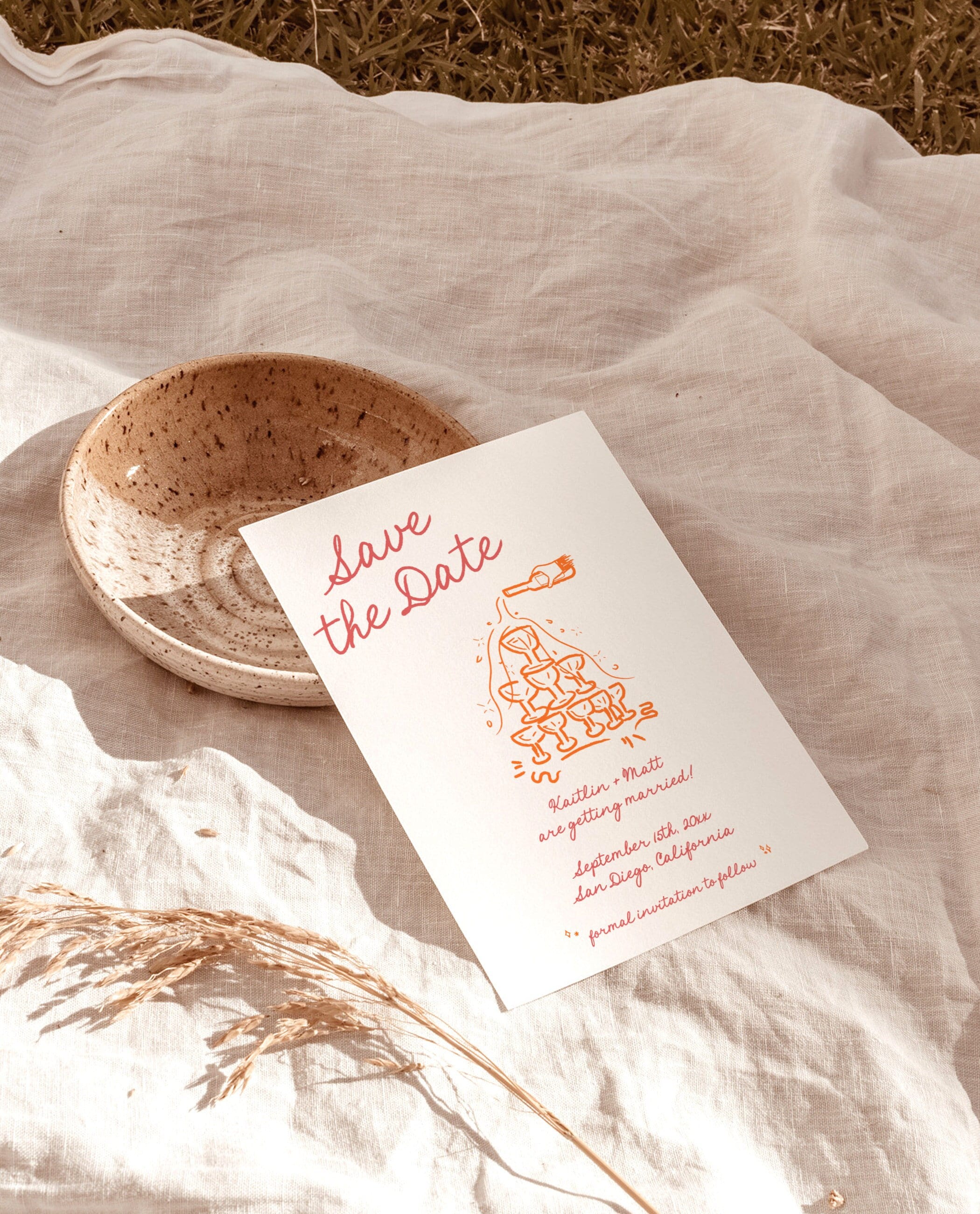 Save the Date Template | Colorful Hand Drawn Save the Date | Retro Sav ...
