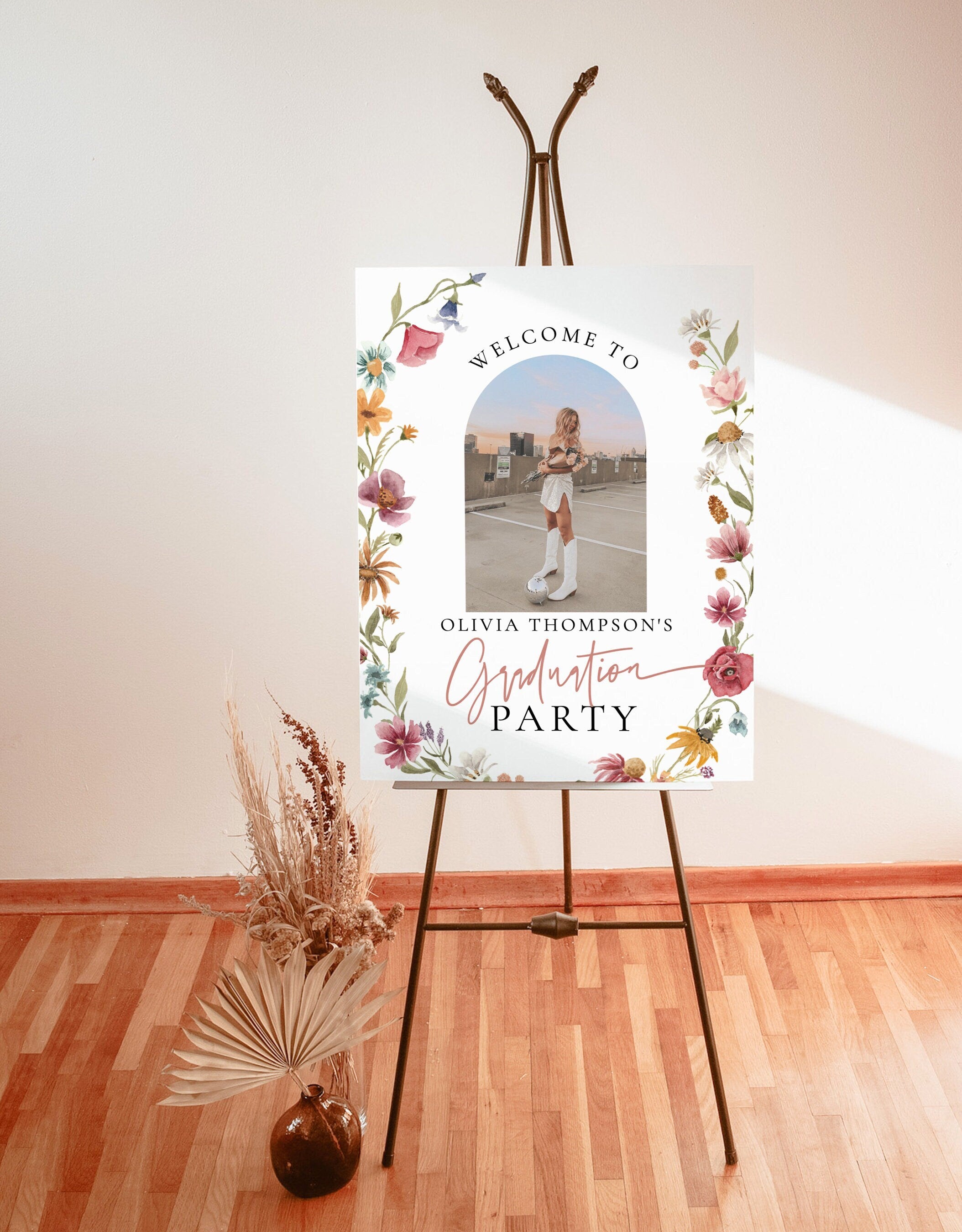 Minimalist Graduation Welcome Sign | Wildflower Graduation Party Welco ...