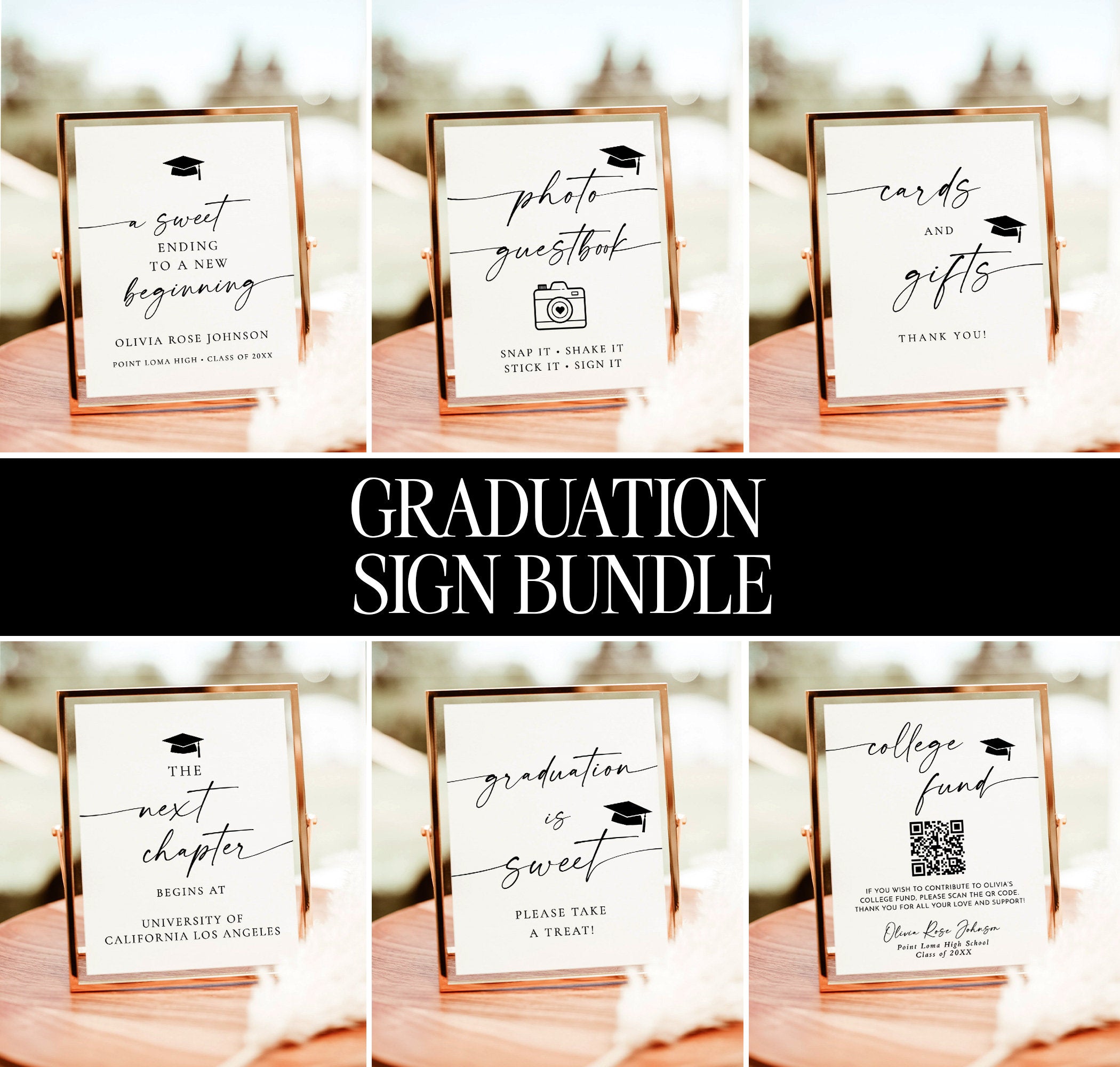 Graduation Signs Bundle | Modern Graduation Table Signs | Minimalist G ...