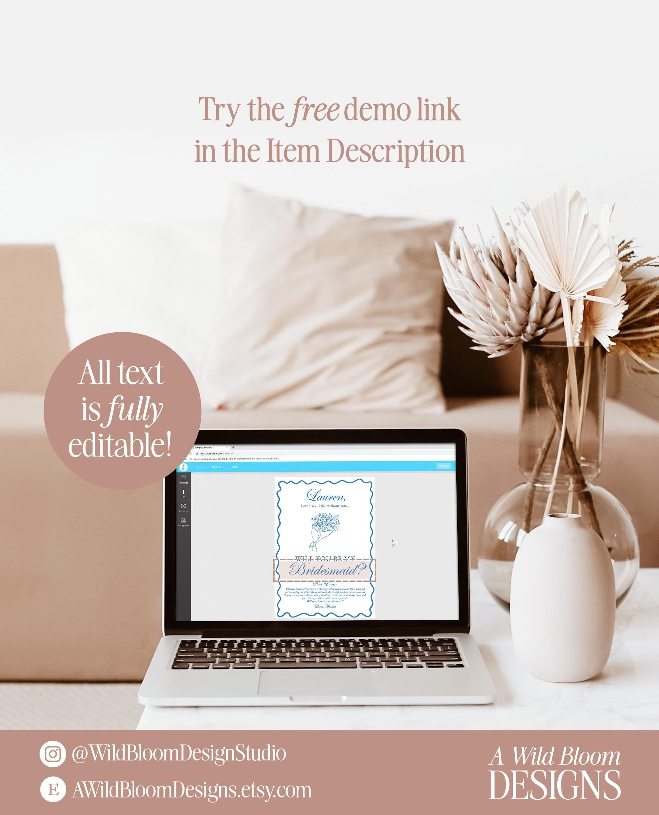 Bridesmaid Proposal Card Template, Bridesmaid Card, Will You Be My Bri ...