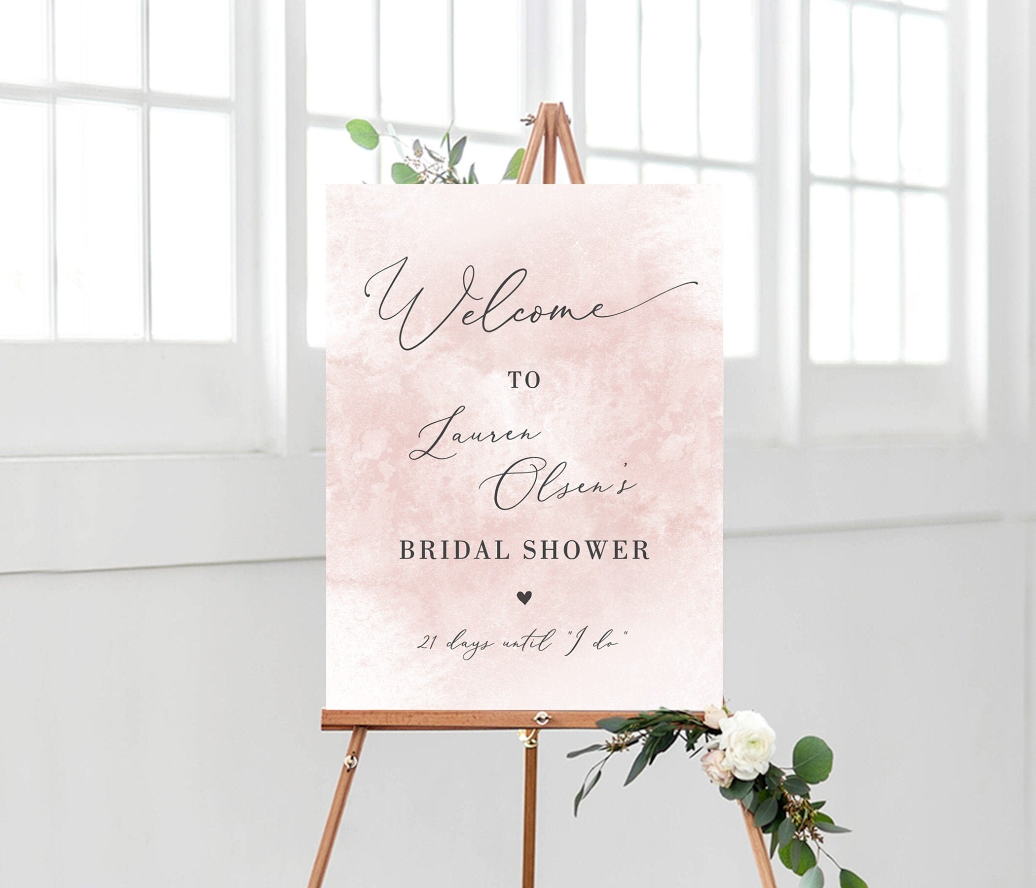 Blush Welcome Sign Editable Template | Blush Bridal Shower Welcome Pos ...