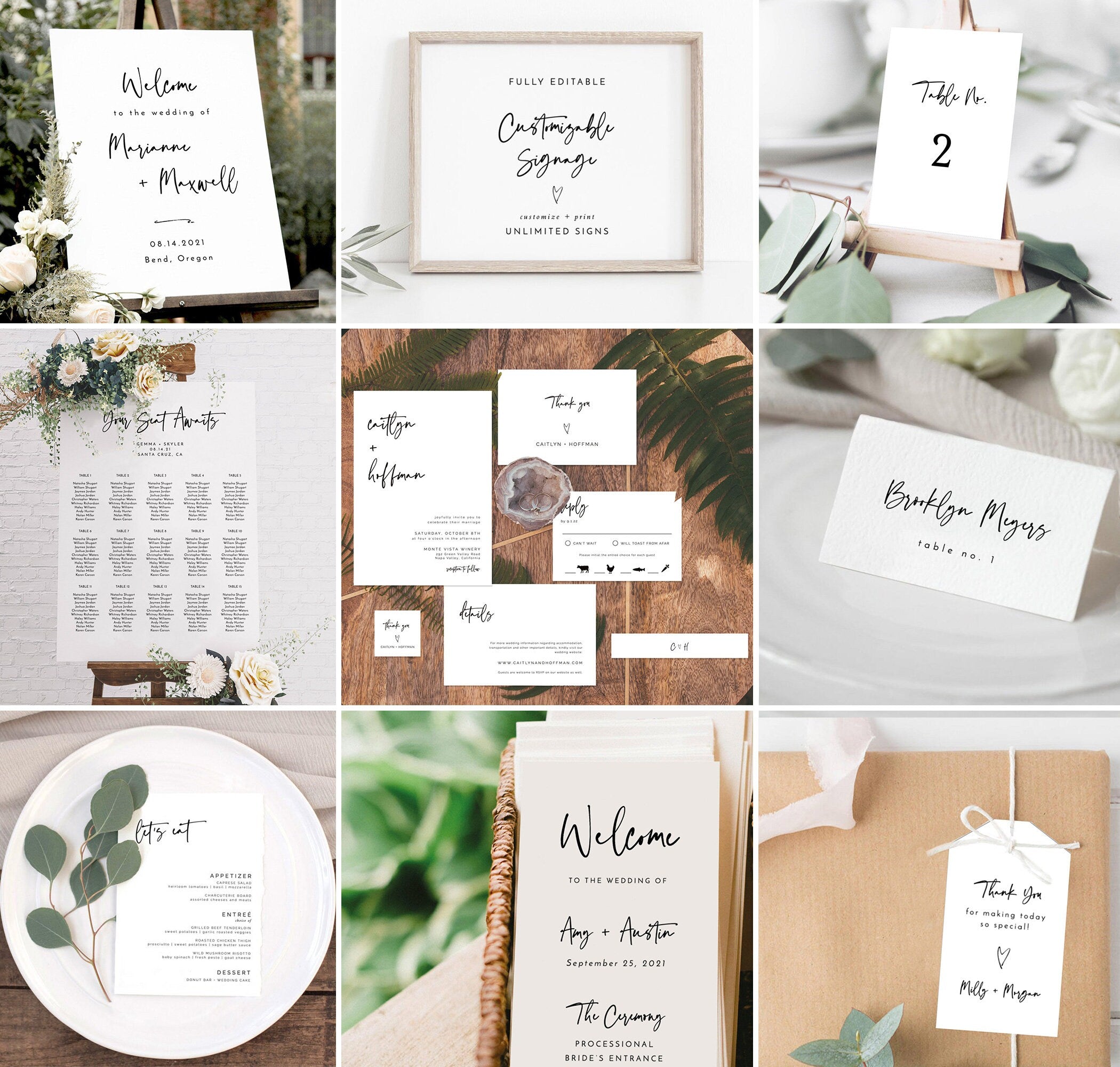 Minimalist Wedding Bundle Template | Editable Minimalist Wedding Templ ...