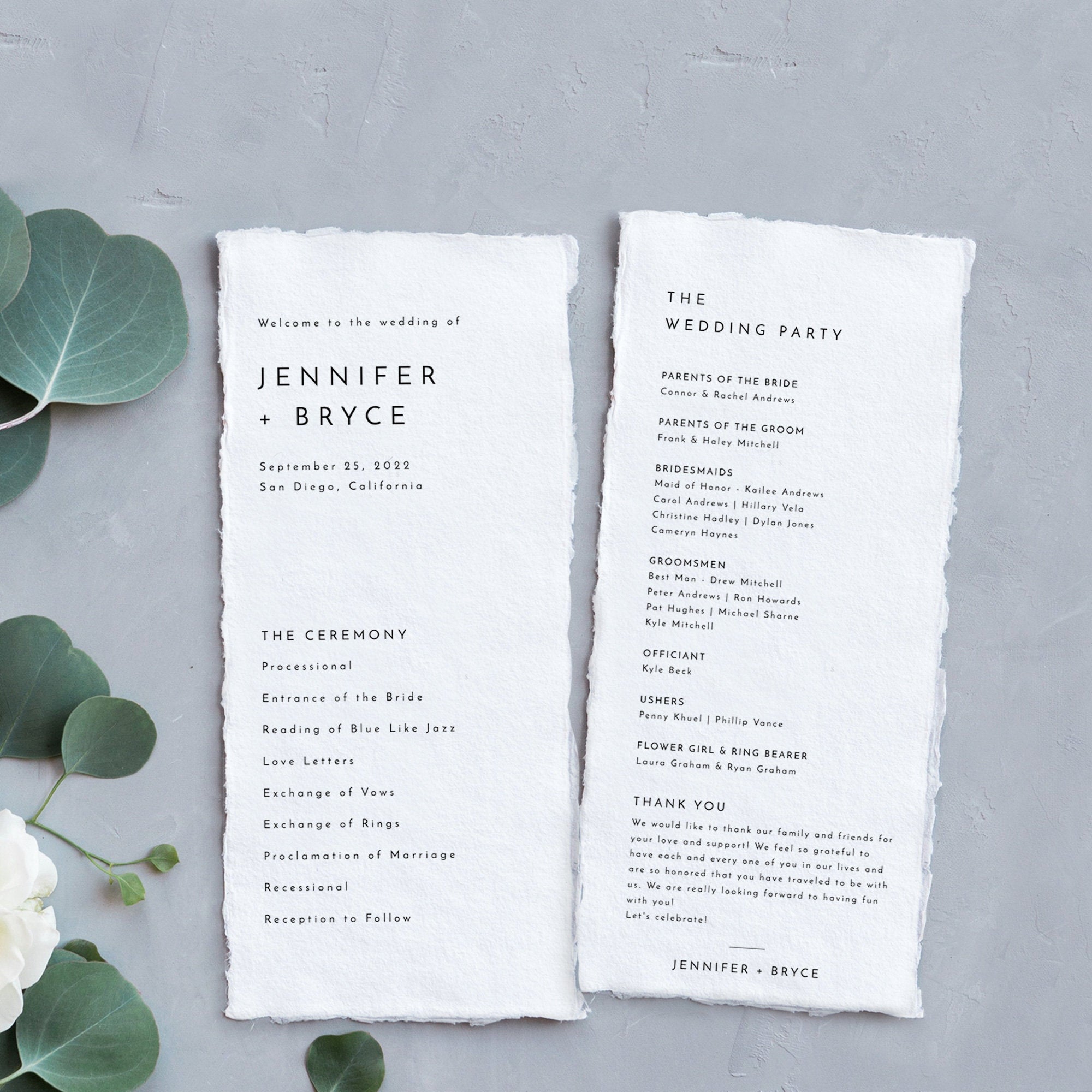 Minimalist Wedding Program Template | Printable Order of Service – Wild ...