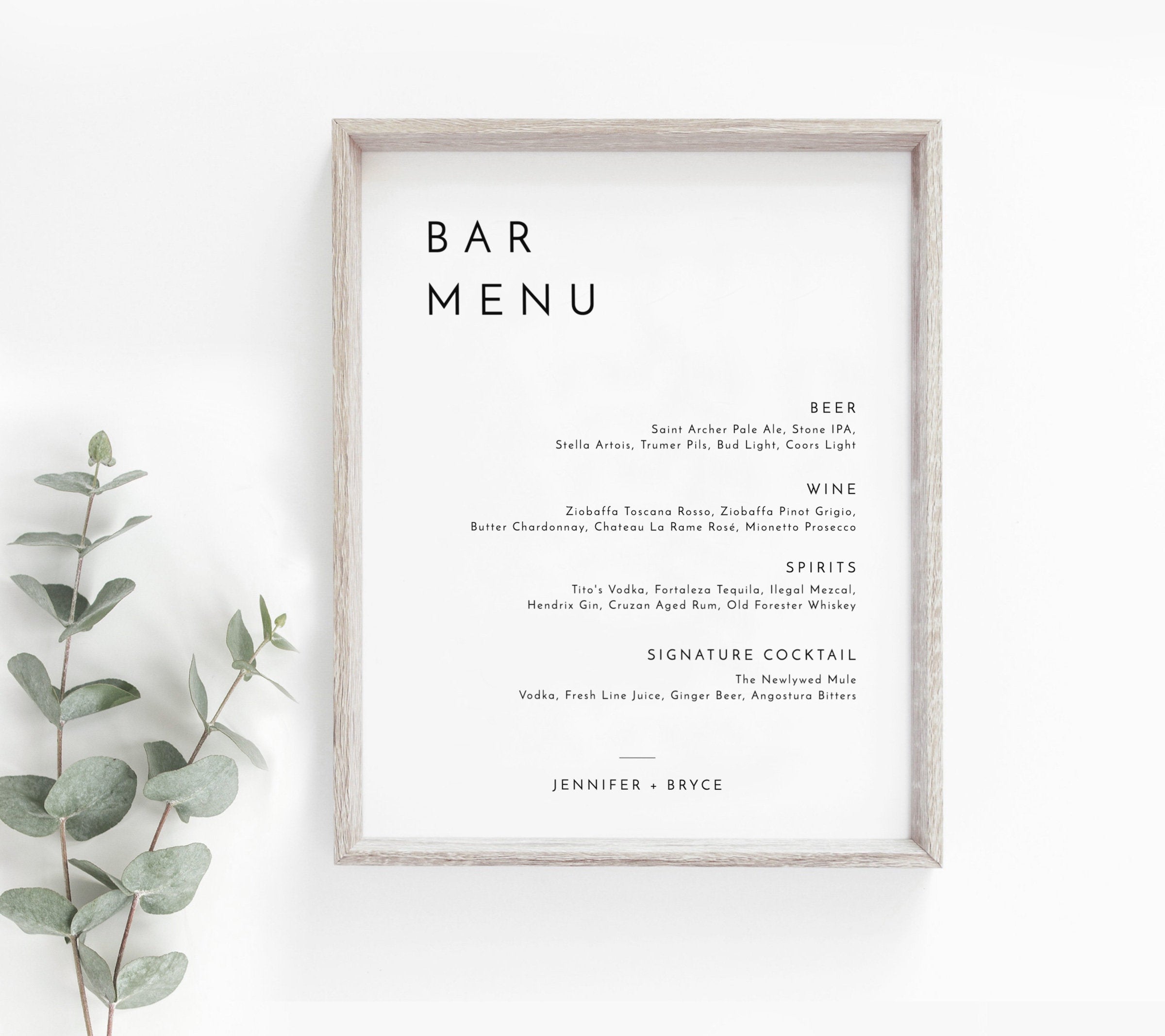Wedding Bar Menu Templates
