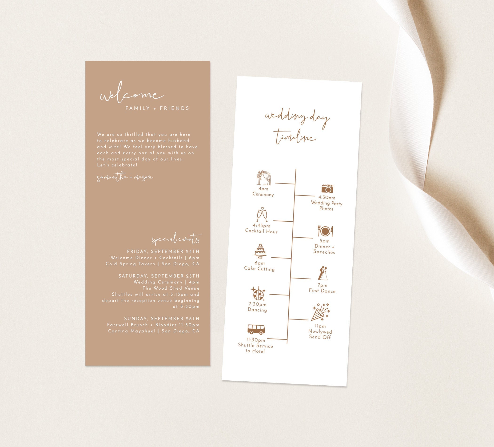Modern Beige Wedding Timeline Template | Minimalist Events Timeline ...