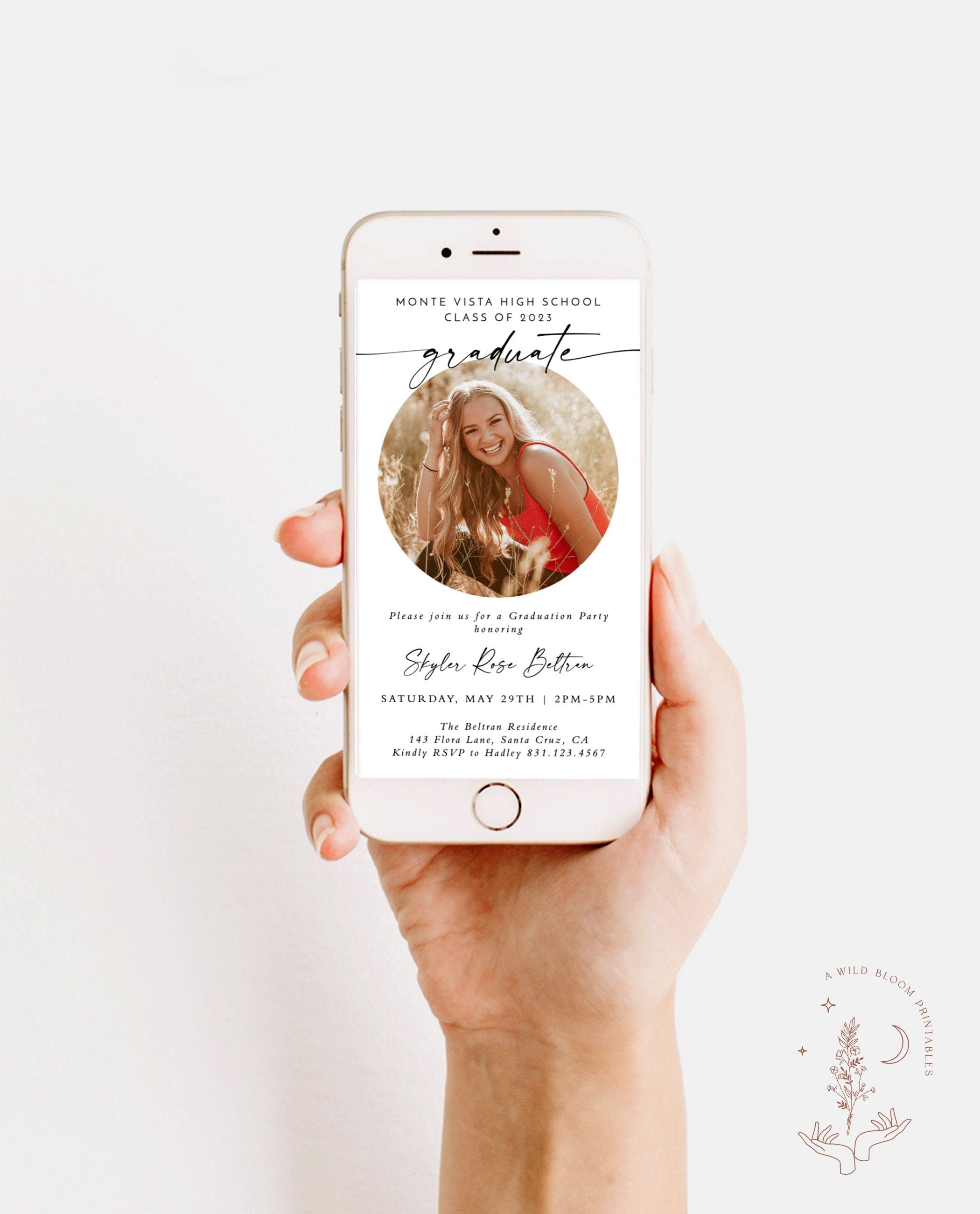 Digital Graduation Party Invite Template | Electronic Graduation Annou ...