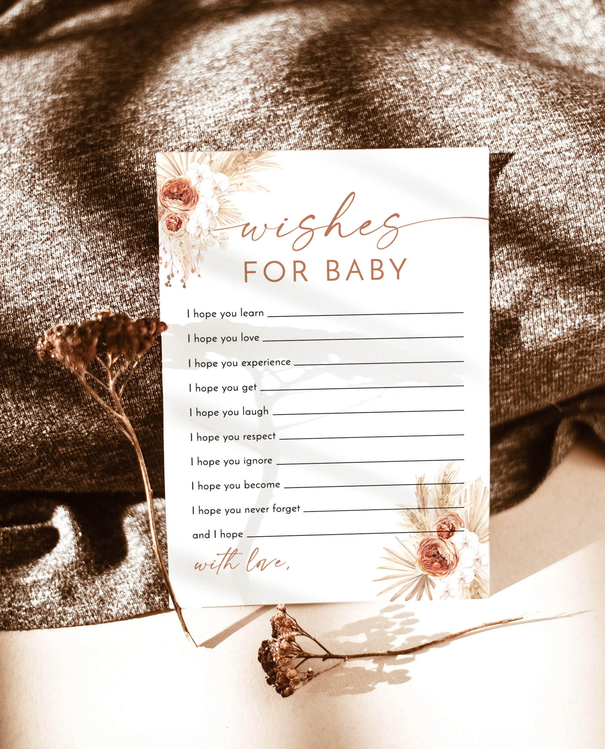 Boho Wishes for Baby Shower Card | Bohemian Baby Shower – Wild Bloom ...