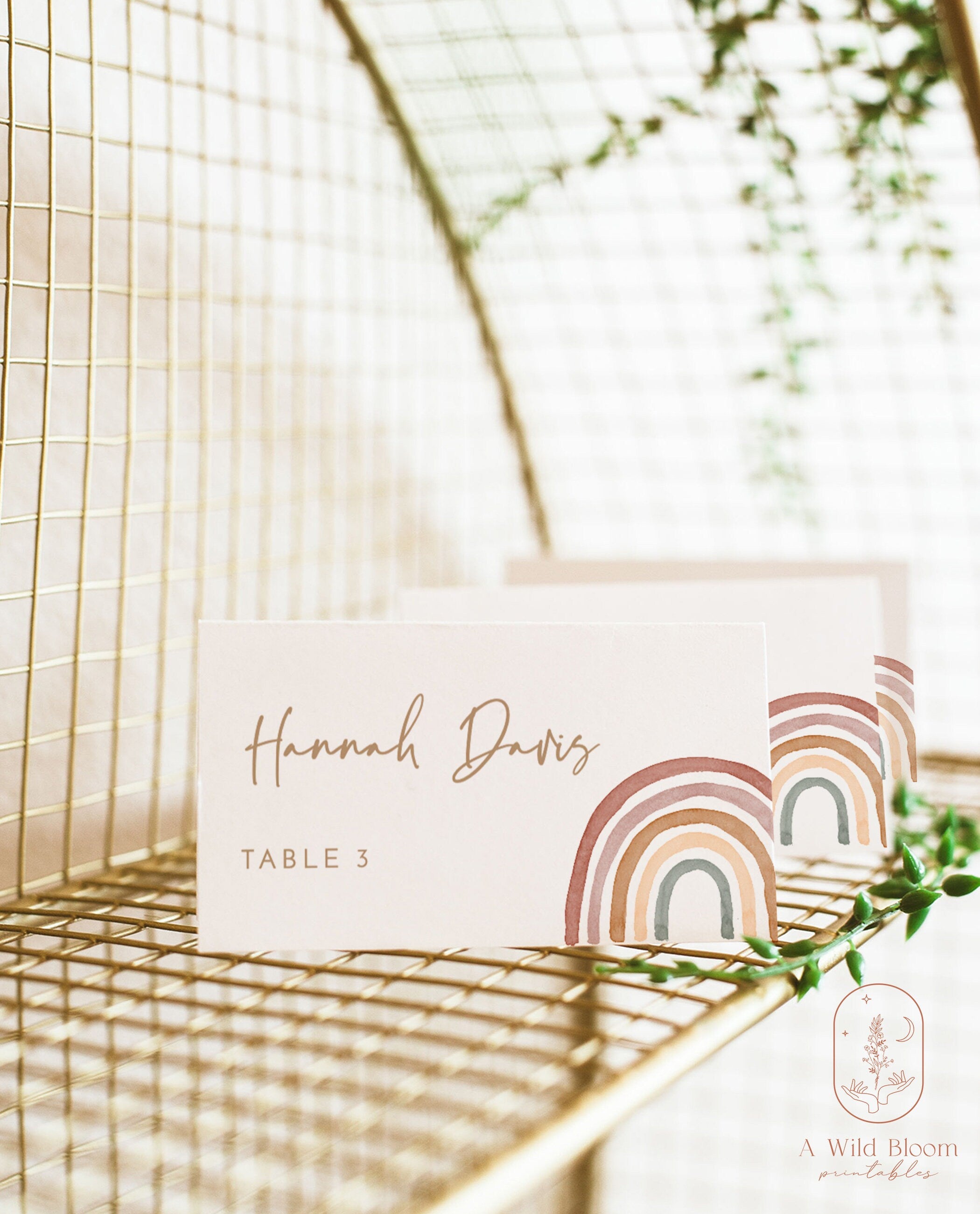 Minimalist Place Cards | Rainbow Place Card Template – Wild Bloom ...