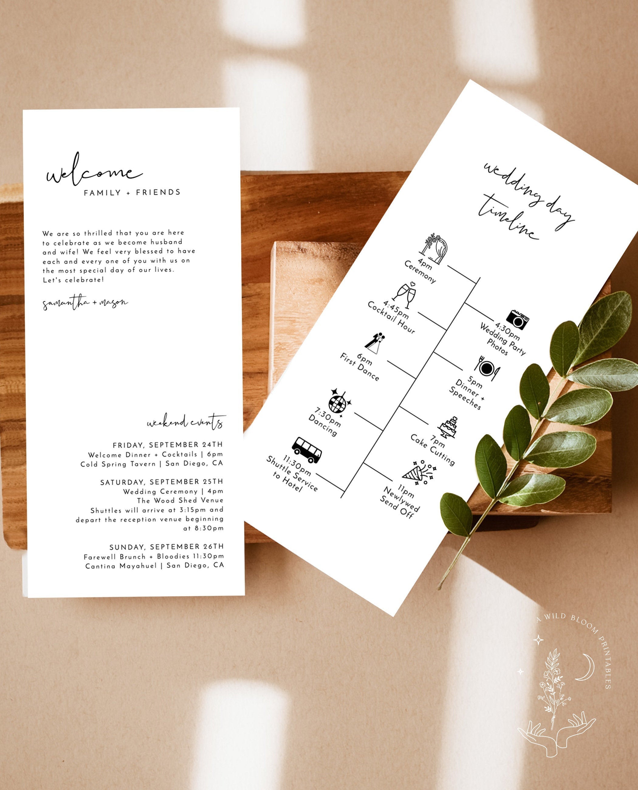 Minimalist Wedding Timeline Template | Modern Events Timeline – Wild ...