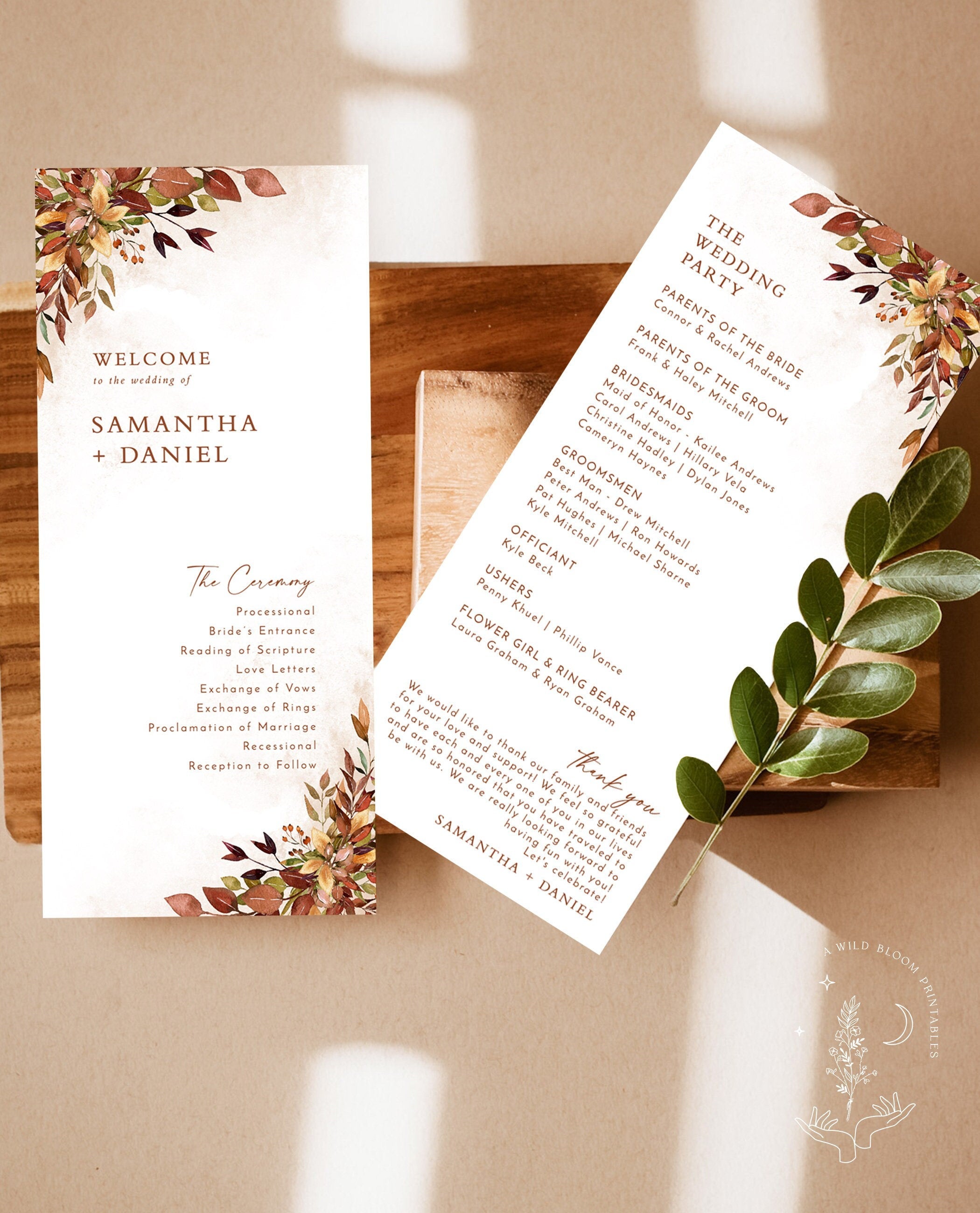 Fall Wedding Programs Designs Wedding Program Wording | Truly Engaging