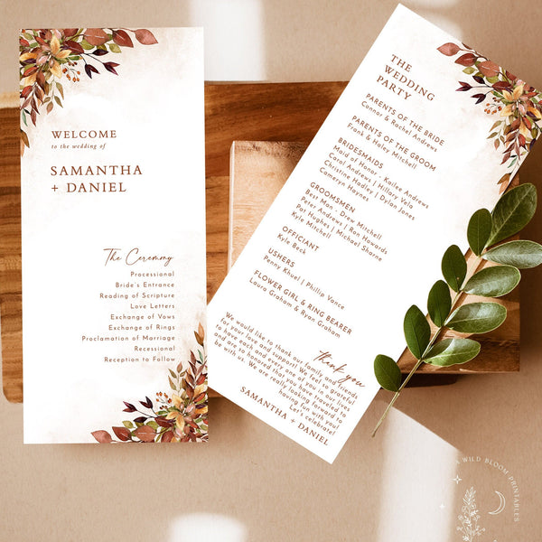 Fall Wedding Program Covers