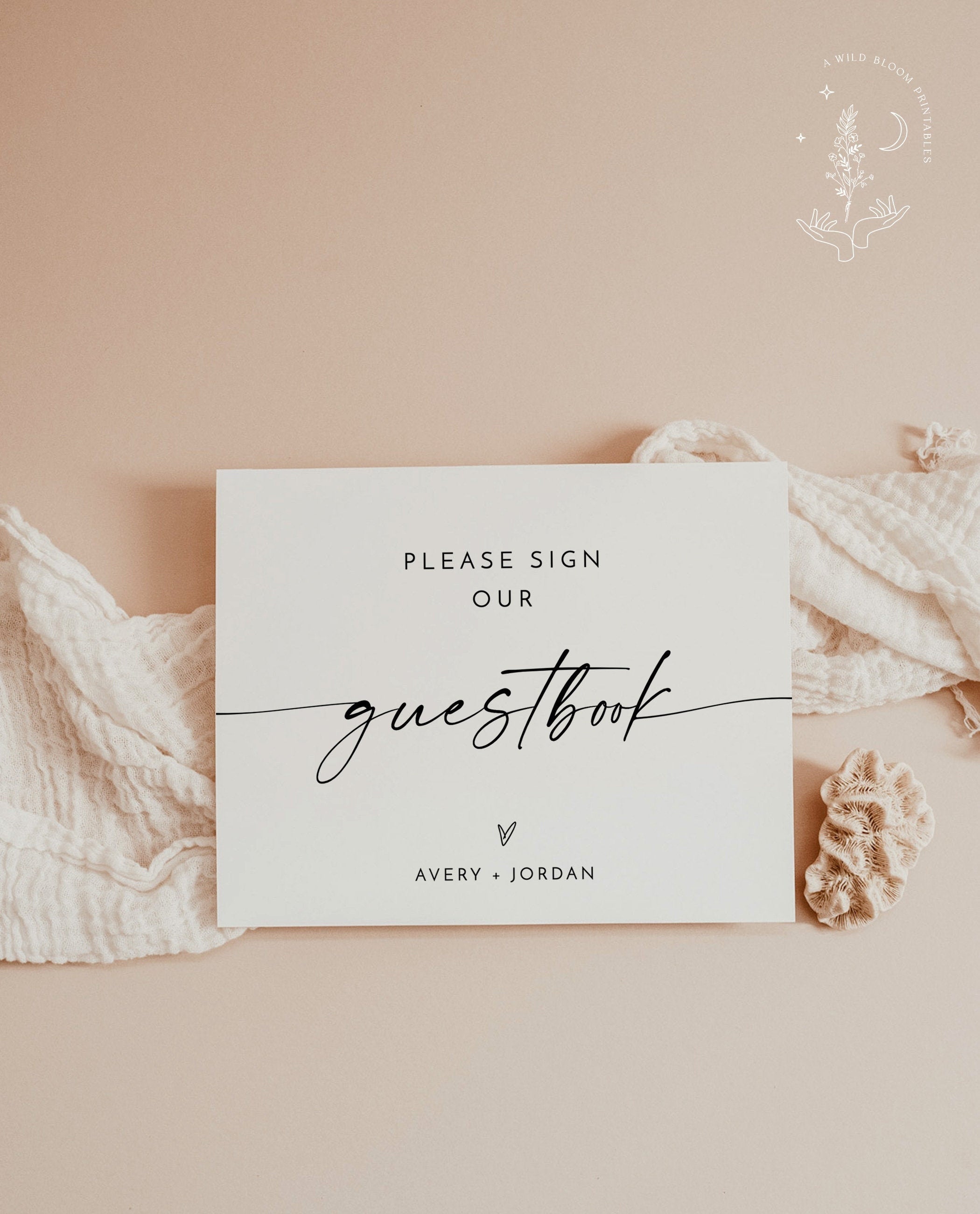 Please Sign Our Guestbook Sign | Minimalist Wedding Guestbook – Wild ...