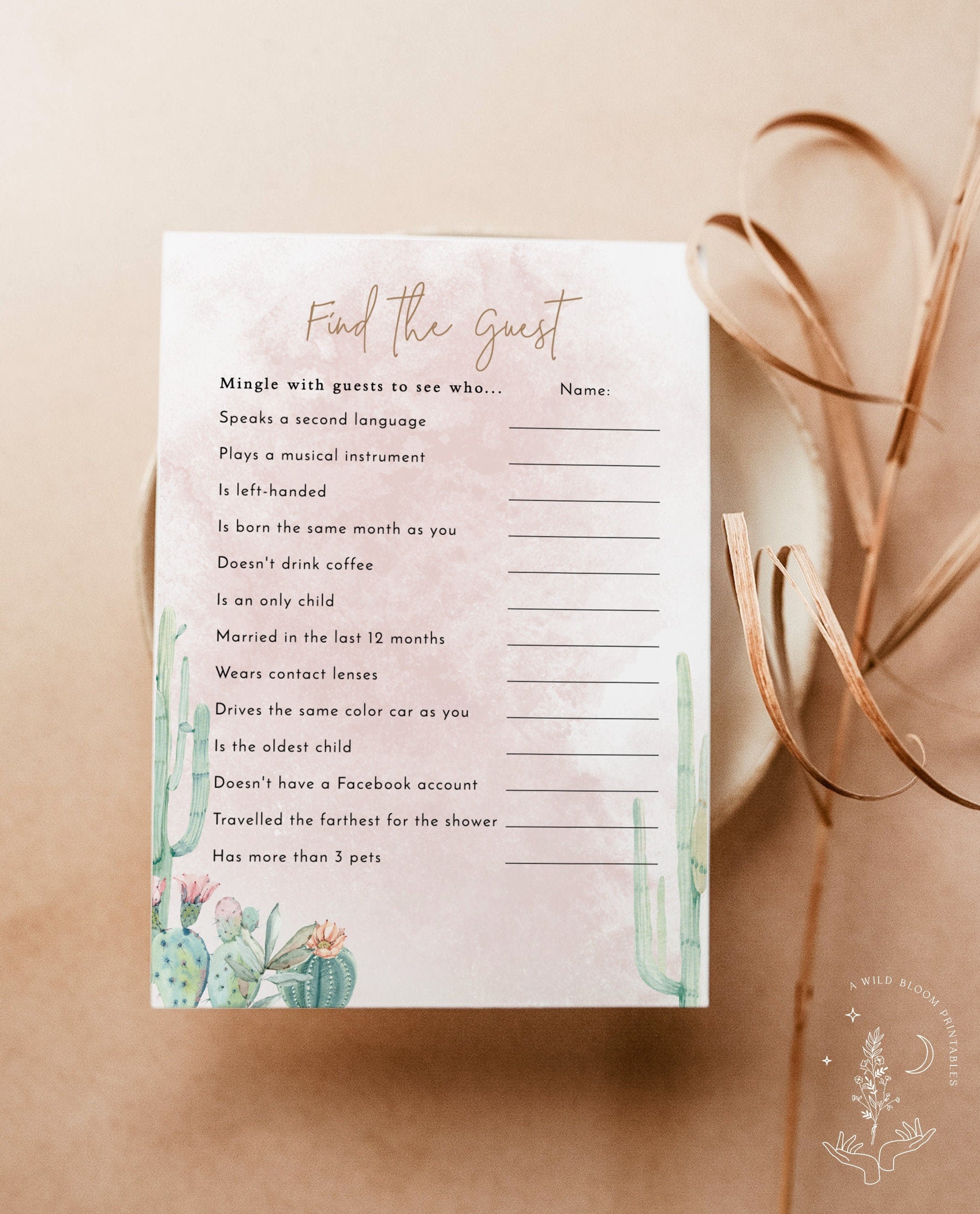 Find the Guest Shower Game | Editable Boho Game Template – Wild Bloom ...