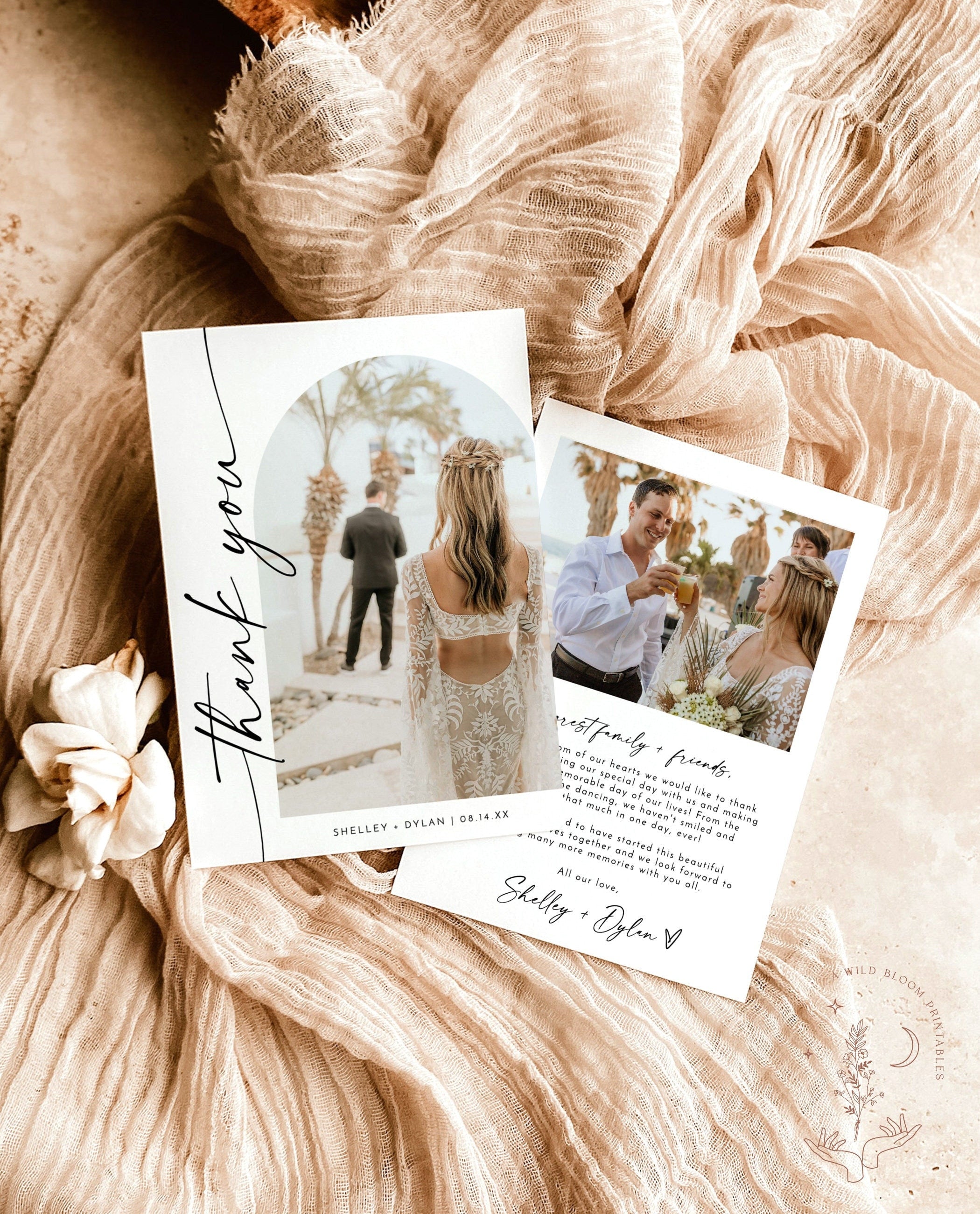 Modern Wedding Photo Thank You Card | Minimalist Wedding Thank You Car ...