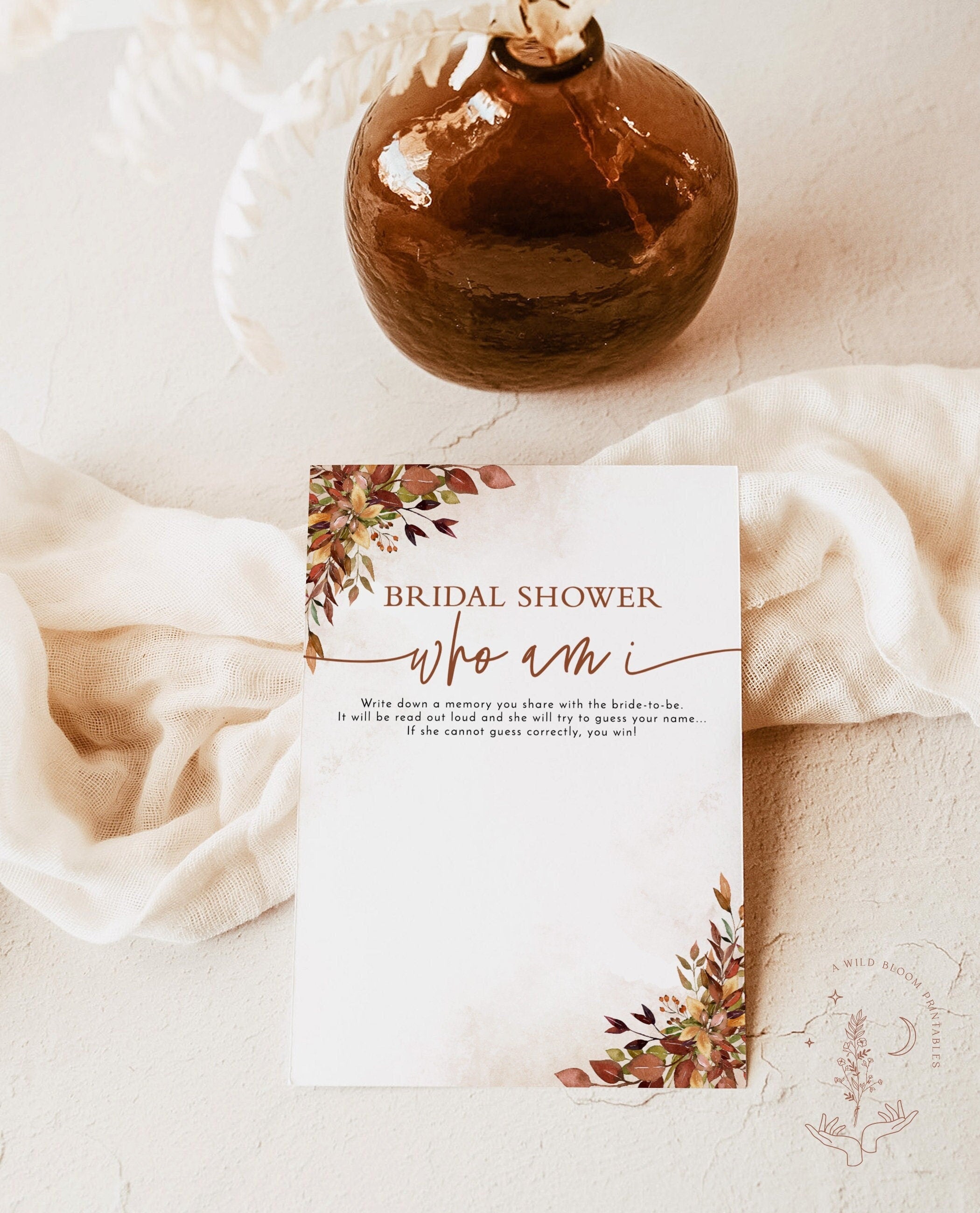 Bridal Shower Memory Game | Fall Bridal Shower Game – Wild Bloom Design ...