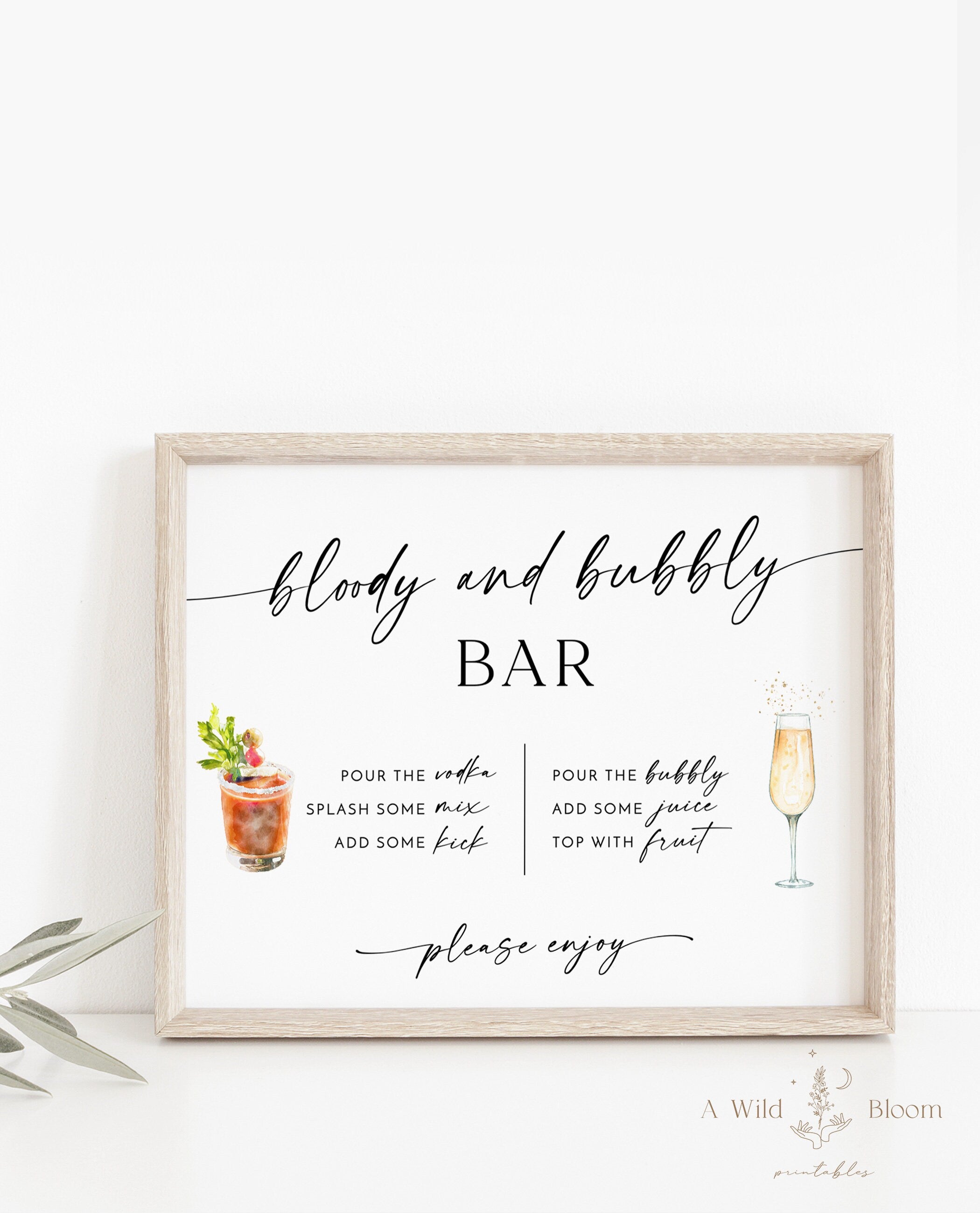 Bloody and Bubbly Bar Sign | Modern Brunch and Bubbly Shower Bar Sign ...