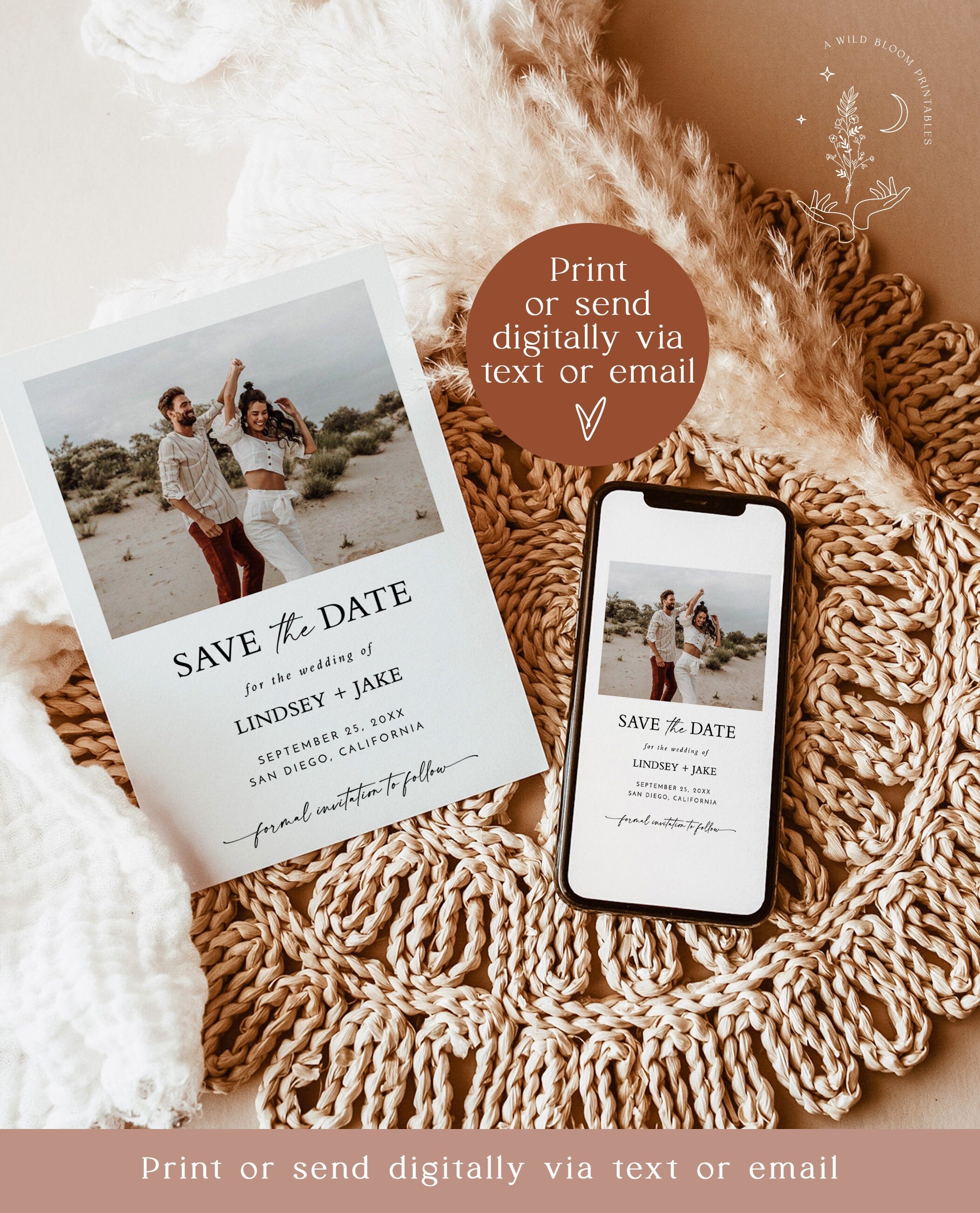 Minimalist Save the Date Template | Photo Save the Date Invite – Wild ...