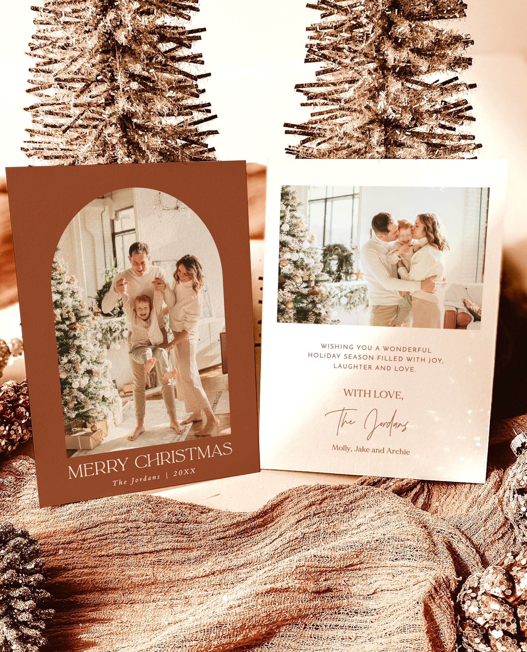 Photo Christmas Card Template | Terracotta Christmas Card – Wild Bloom ...