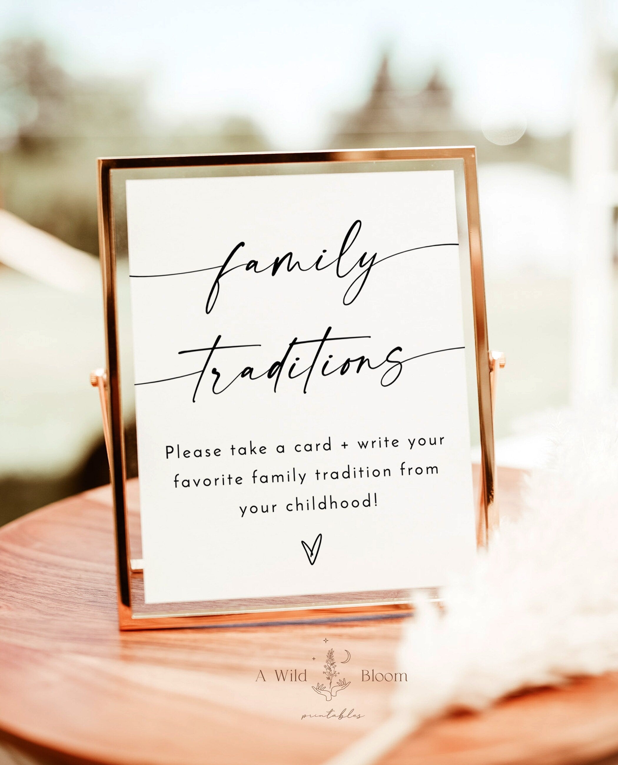 Family Traditions Sign & Card Template | Minimalist Baby Shower Sign ...