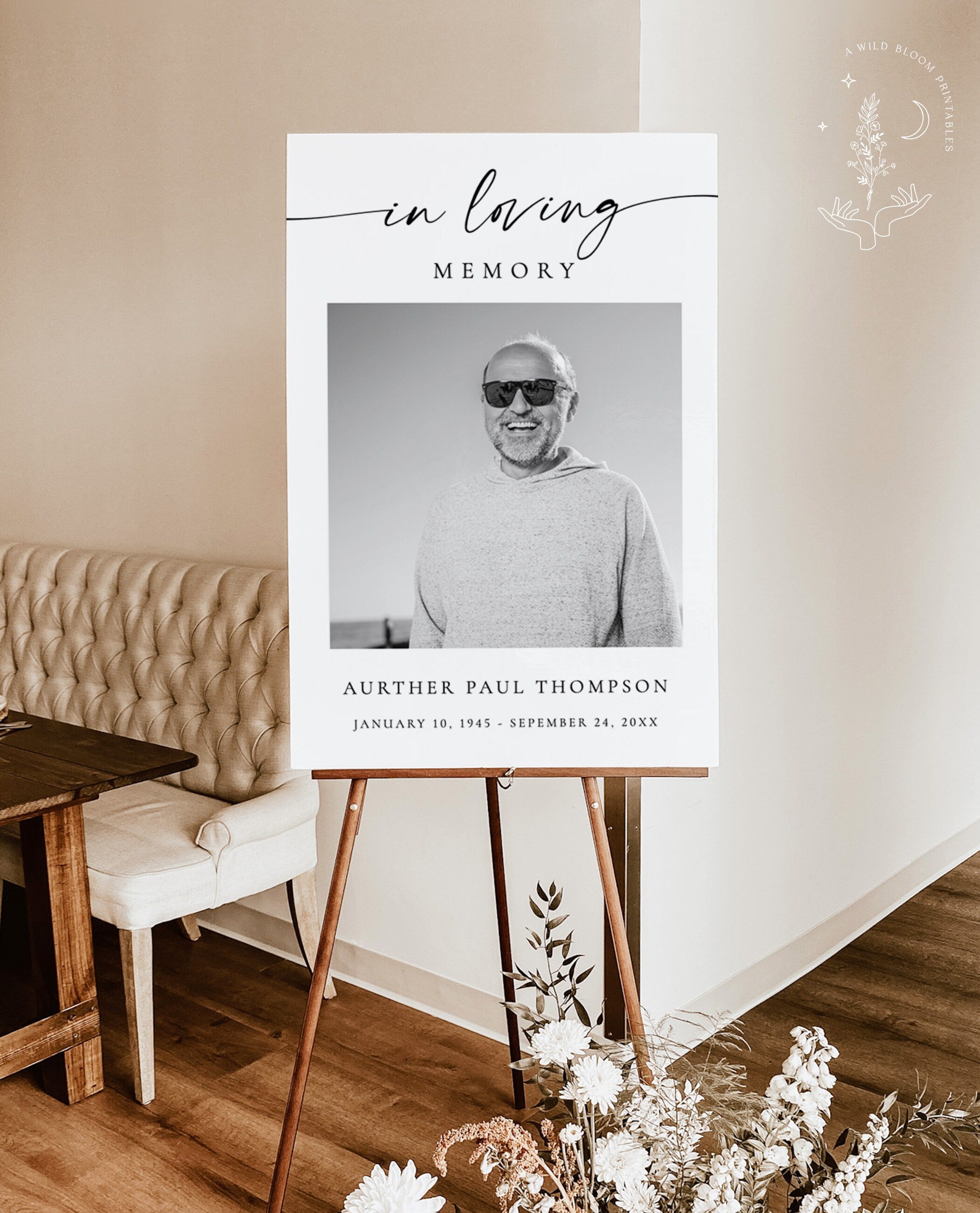 Funeral Memorial Sign | Celebration of Life – Wild Bloom Design Studio