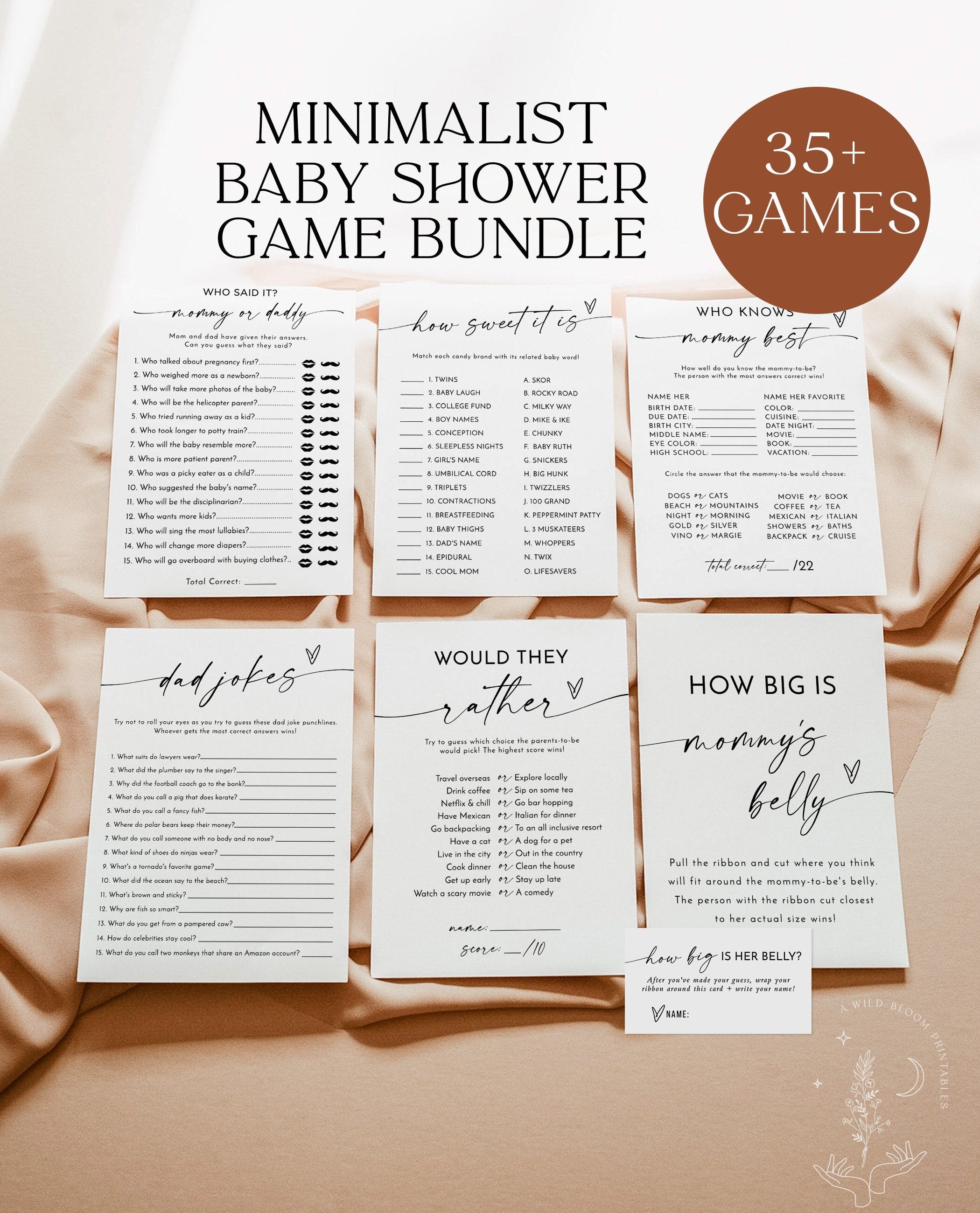 Baby Shower Game Bundle | Minimalist Baby Shower – Wild Bloom Design Studio