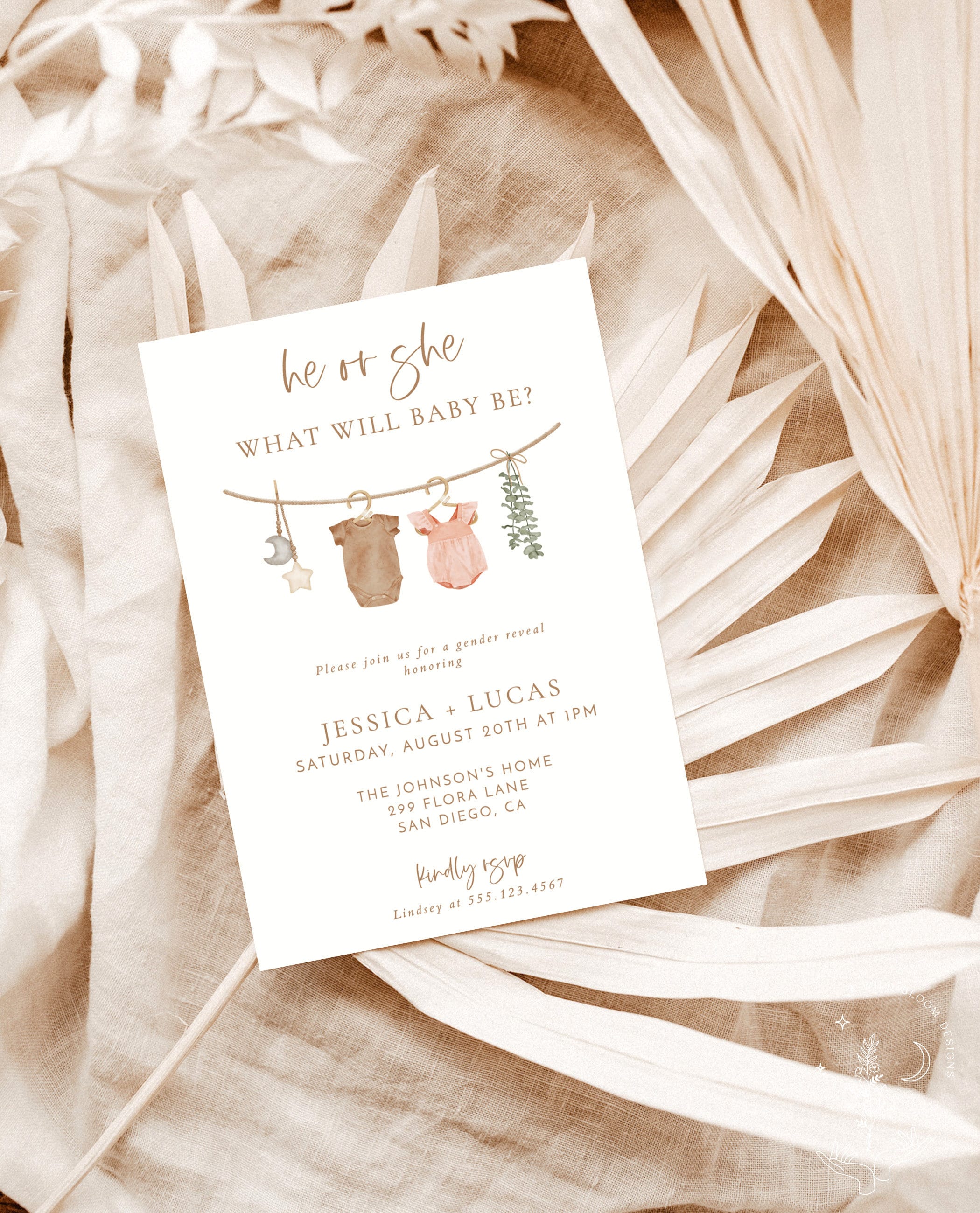 Gender Reveal Invitation Template | Minimalist Gender Reveal Party Inv ...